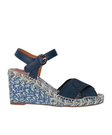 Chloé Canvas Wedge Heel Sandals - Blue