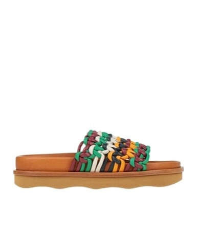 Chloé Multicolored Leather Flip-flops - Green