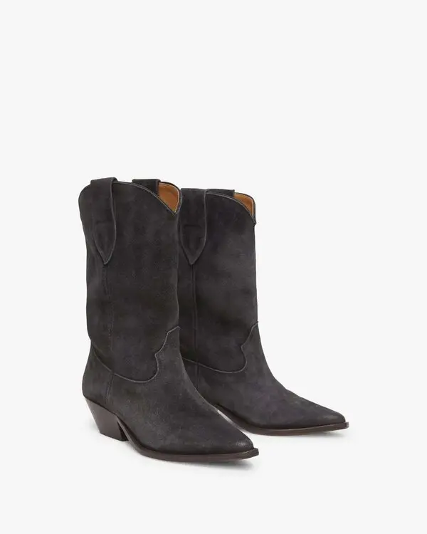 Isabel Marant Étoile Suede Calfskin Cowboy Boots - Black