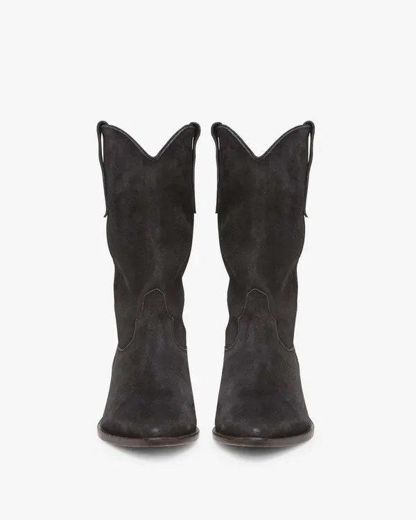 Isabel Marant Étoile Suede Calfskin Cowboy Boots - Black