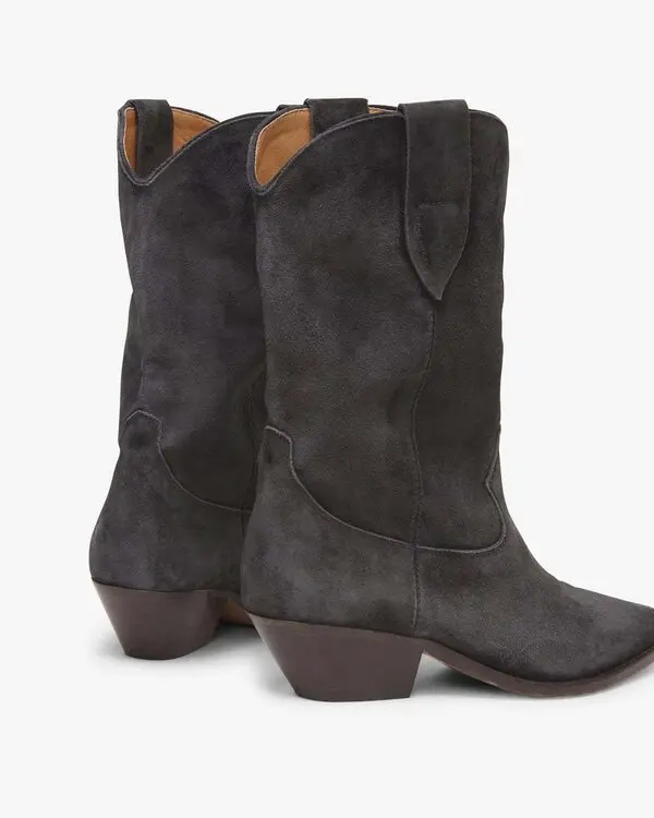 Isabel Marant Étoile Suede Calfskin Cowboy Boots - Black