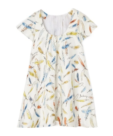 Burberry Feather Print Silk Dress