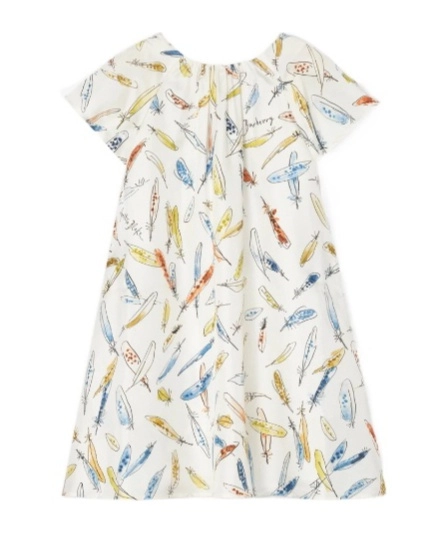 Burberry Feather Print Silk Dress
