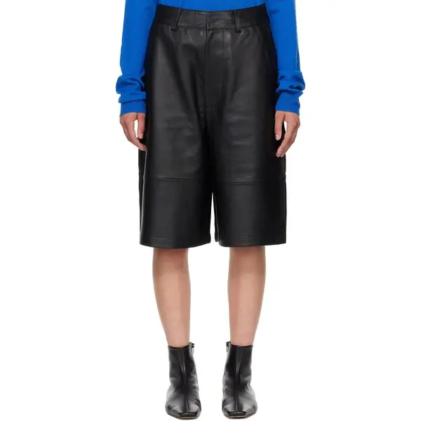 THE FRANKIE SHOP Leather Bermuda Shorts - Black