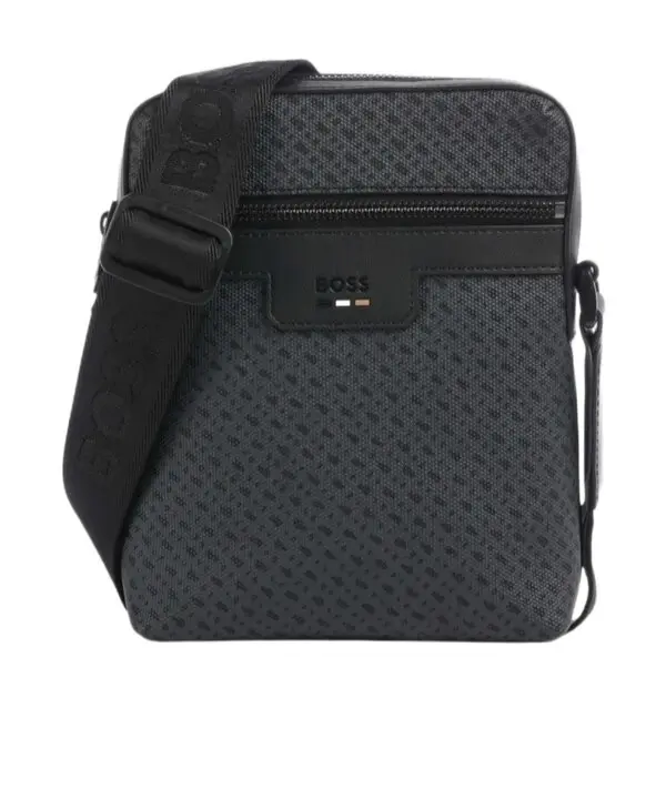 Hugo Boss Monogram-pattern Zip-fastening Messenger Bag - Black