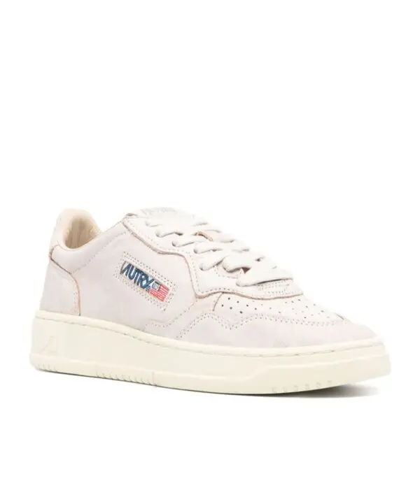 AUTRY Medalist Distressed Lace-up Sneakers - White