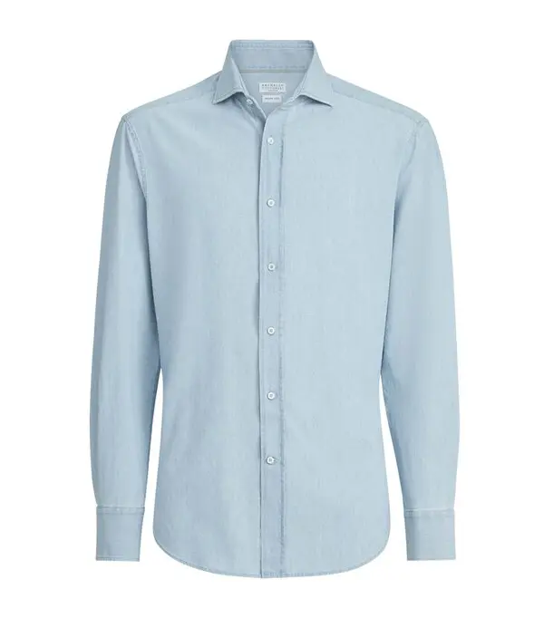 Brunello Cucinelli Denim-effect Chambray Shirt - Blue