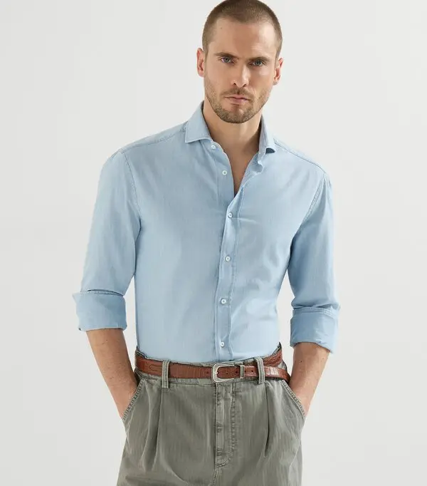 Brunello Cucinelli Denim-effect Chambray Shirt