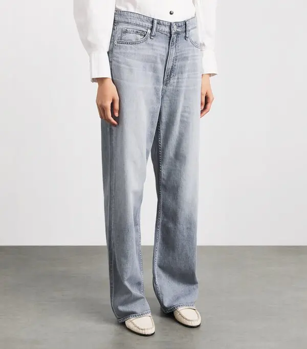 Rag & Bone Featherweight Logan Mid-rise Wide-leg Jeans - Blue