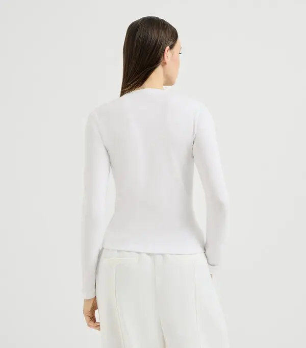 Brunello Cucinelli Monili Long-sleeve V-neck T-shirt
