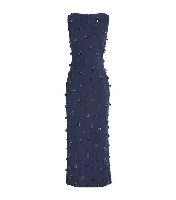 Simkhai Embellished Organza Claudia Maxi Dress - Navy