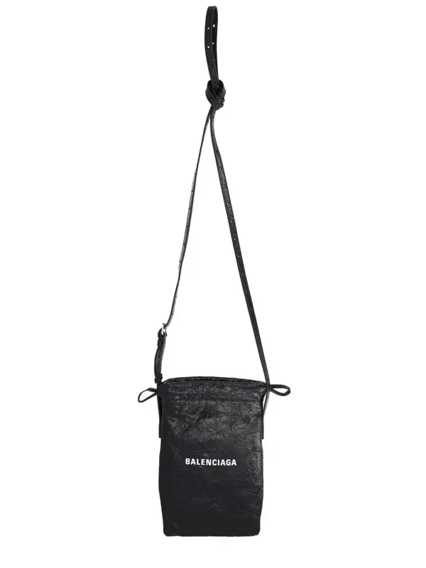 Balenciaga Porta Cellulare Con Logo - Black