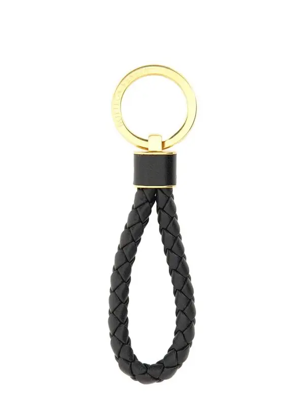 Bottega Veneta Woven Leather Keychain - Black