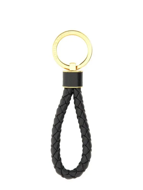 Bottega Veneta Woven Leather Keychain - Black