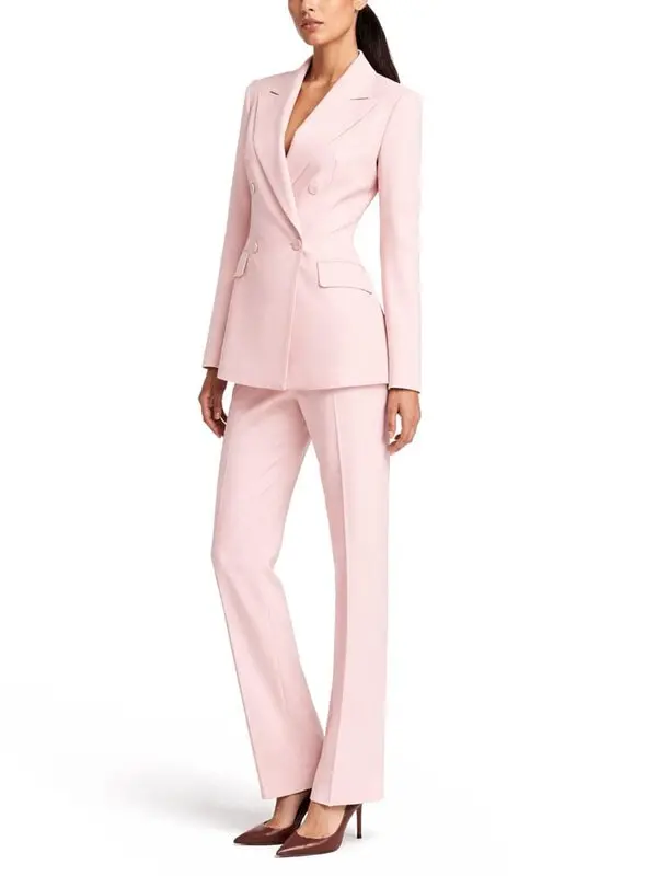 Max Mara Double-breasted Wool Crepe Jacket - Pink
