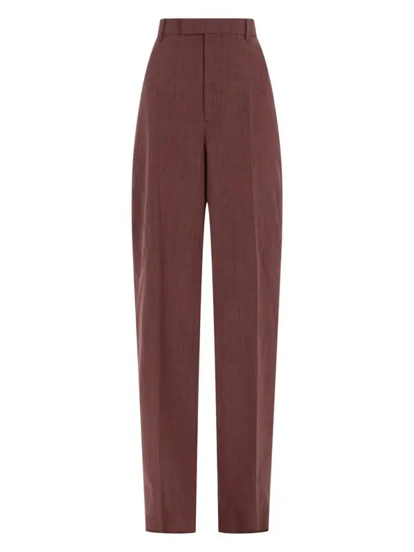 Bottega Veneta Wool Blend High Waist Tailored Pants - Pink