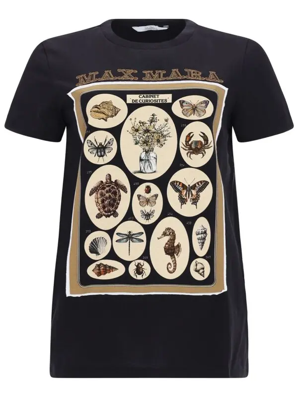 Max Mara Graphic Print Cotton T-shirt - Black