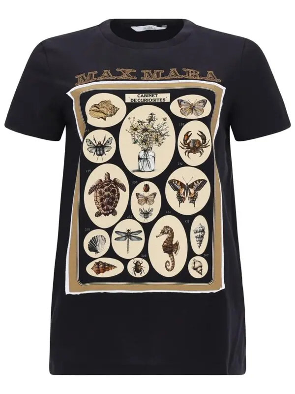 Max Mara Graphic Print Cotton T-shirt - Black