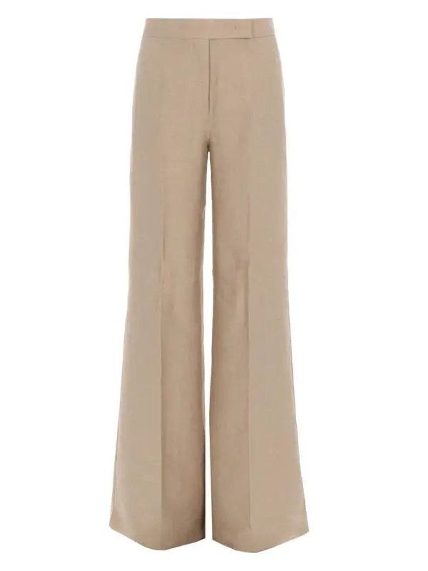Max Mara Wide Leg Linen Tailored Trousers - Cream