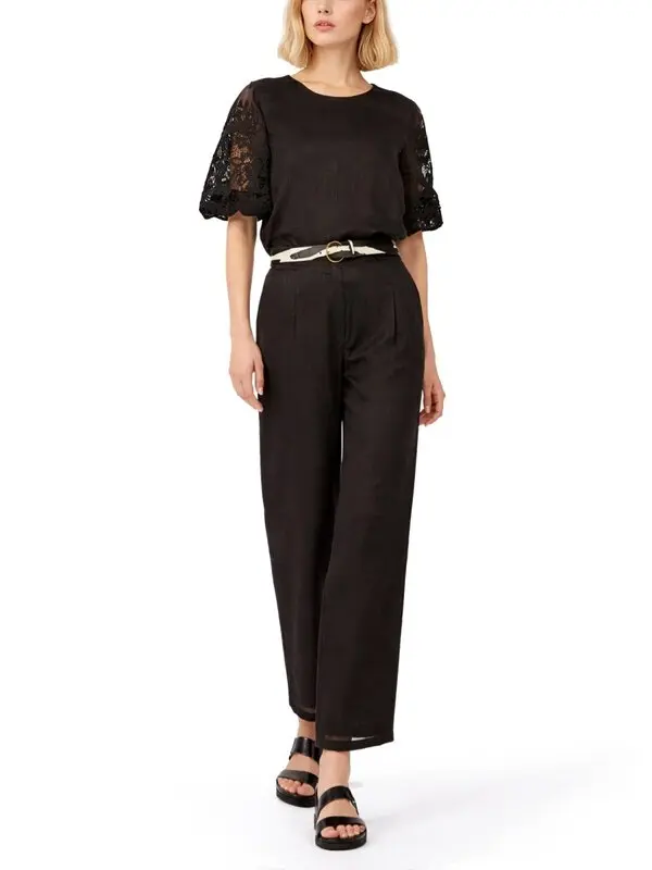 Max Mara Lace Sleeve T-shirt - Black