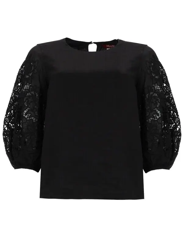 Max Mara Lace Sleeve T-shirt - Black