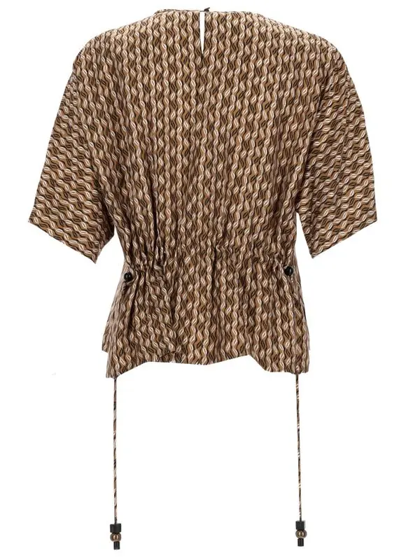 Max Mara Printed Silk Blouse - Brown