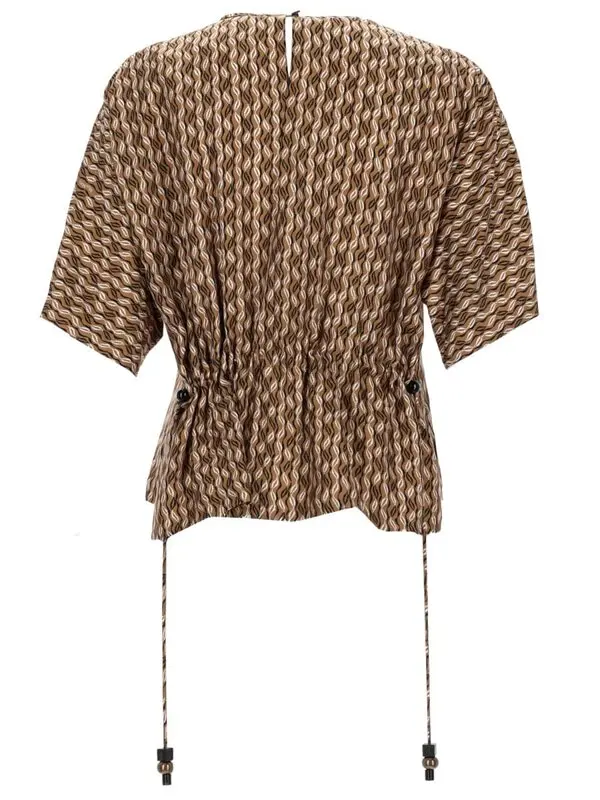 Max Mara Printed Silk Blouse - Brown