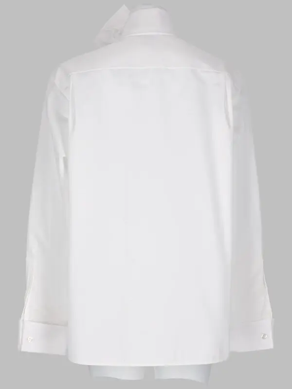 Saint Laurent Camicia Con Collo Lavallière In Popeline