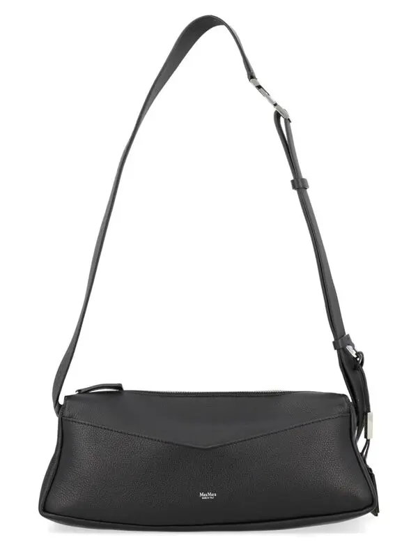 Max Mara Leather Small Logo Shoulder Bag - Black