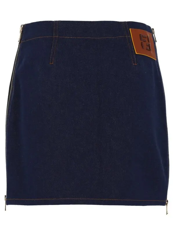 Fendi Gonna Mini In Denim Ff