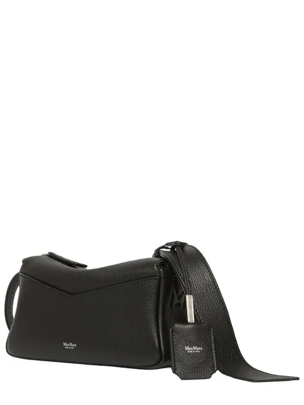 Max Mara Leather Shoulder Bag With Logo - Black