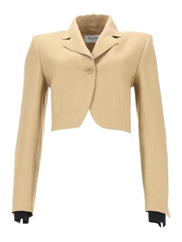 Max Mara Linen Diagonal Crop Jacket - Cream