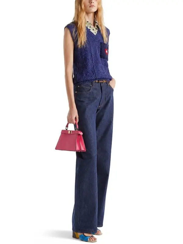 Fendi Wide Leg Denim Trousers