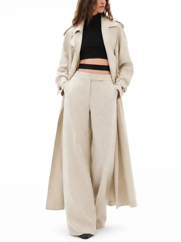 Max Mara Linen Double-breasted Trench Coat