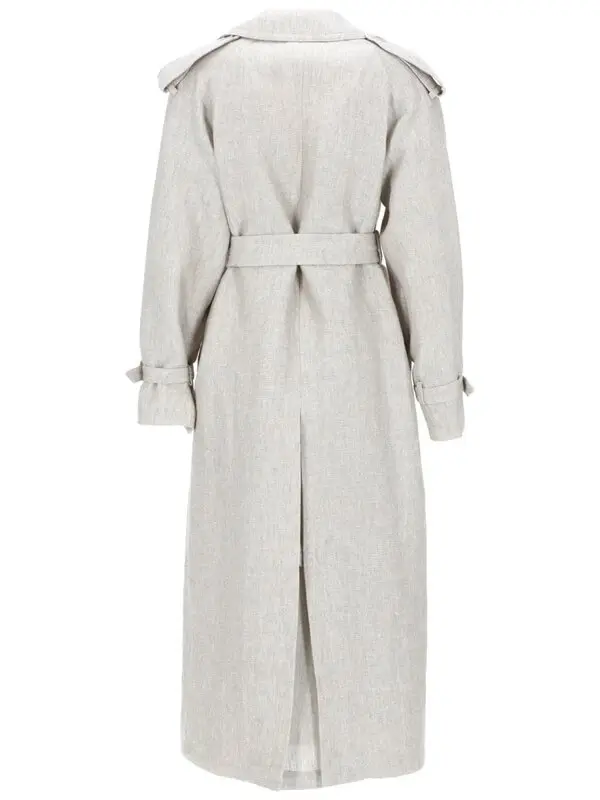Max Mara Linen Double-breasted Trench Coat - Cream