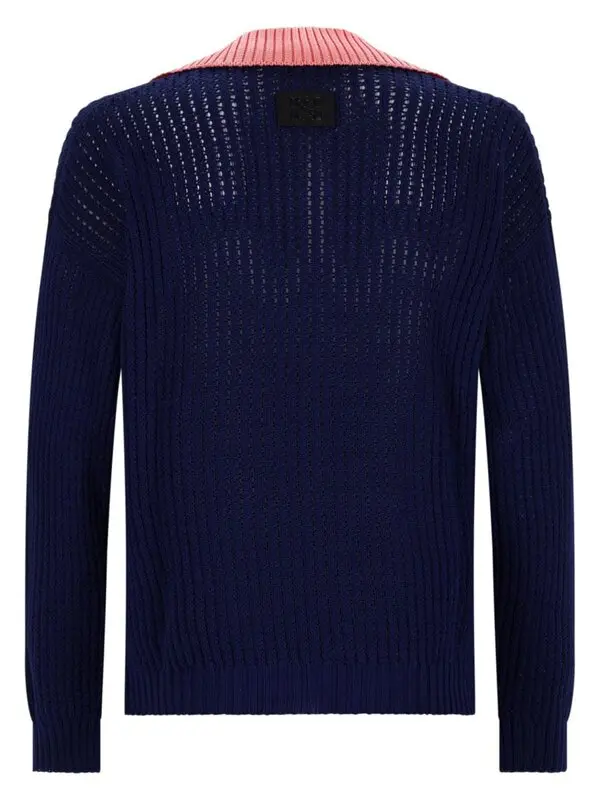 Fendi Cotton V-neck Pullover - Blue