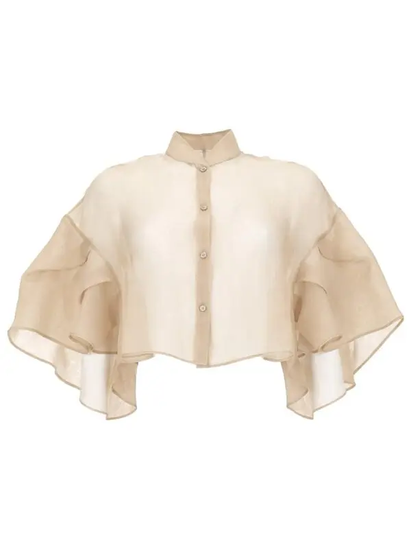Max Mara Silk Organza Cape - Cream