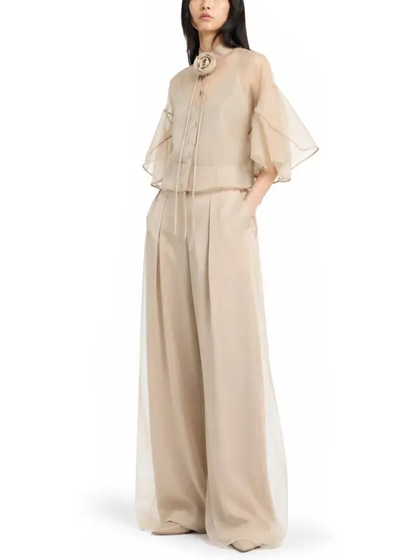 Max Mara Silk Organza Cape - Cream