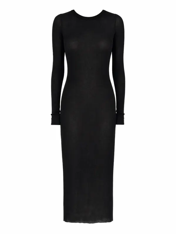 Rick Owens Long-sleeved Midi Dress - Black