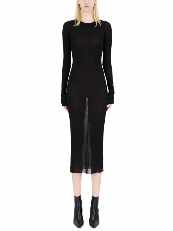 Rick Owens Long-sleeved Midi Dress
