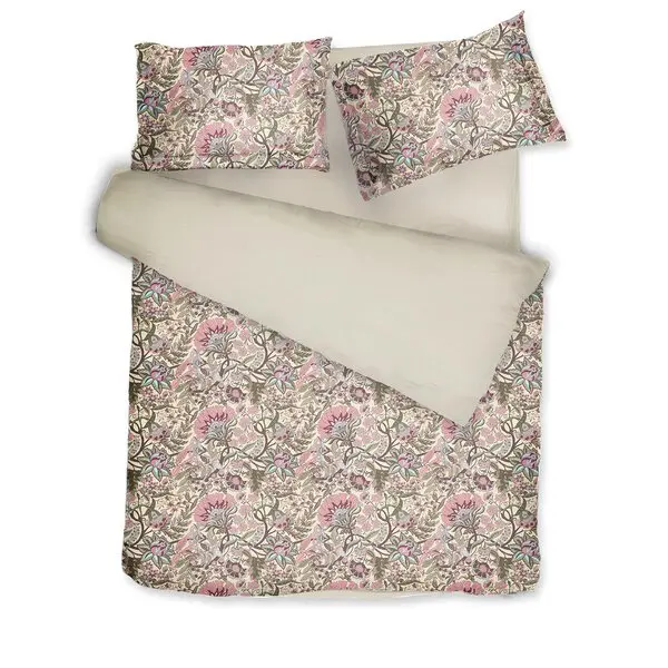 DECOFLUX HOME Neutrals Sateen Bed Linen Set Boho Sand - Blue/pink