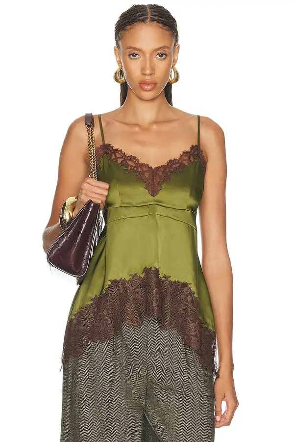 Staud Lina Silk Top In Green