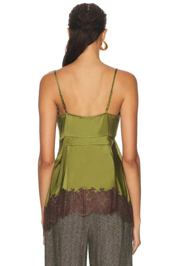 Staud Lina Silk Top In Green