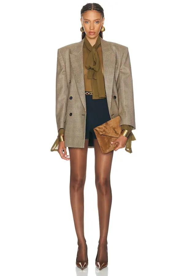 Saint Laurent Muslin Crepe Blouse In Green