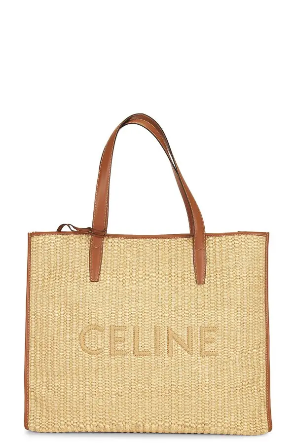 Celine Raffia Cabas Tote Bag - Brown