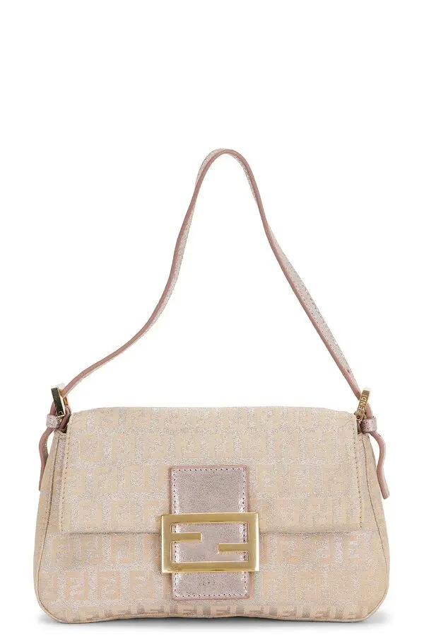 Fendi Zucchino Baguette Shoulder Bag - Gold