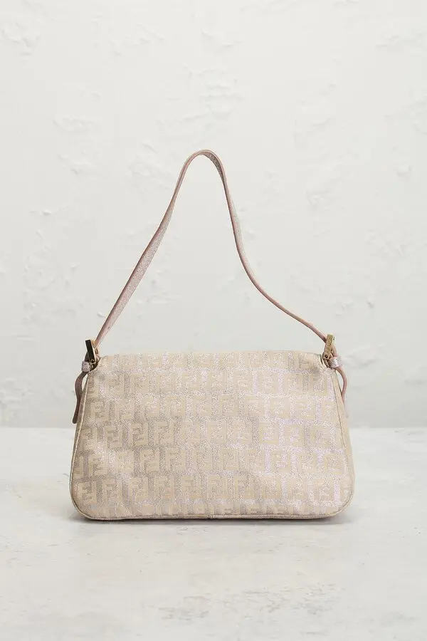 Fendi Zucchino Baguette Shoulder Bag - Gold