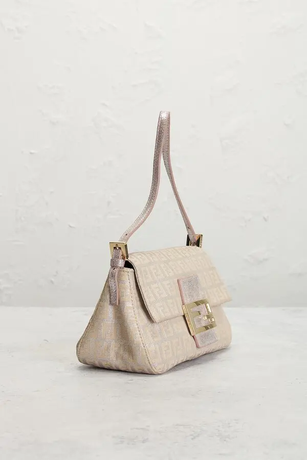 Fendi Zucchino Baguette Shoulder Bag - Gold