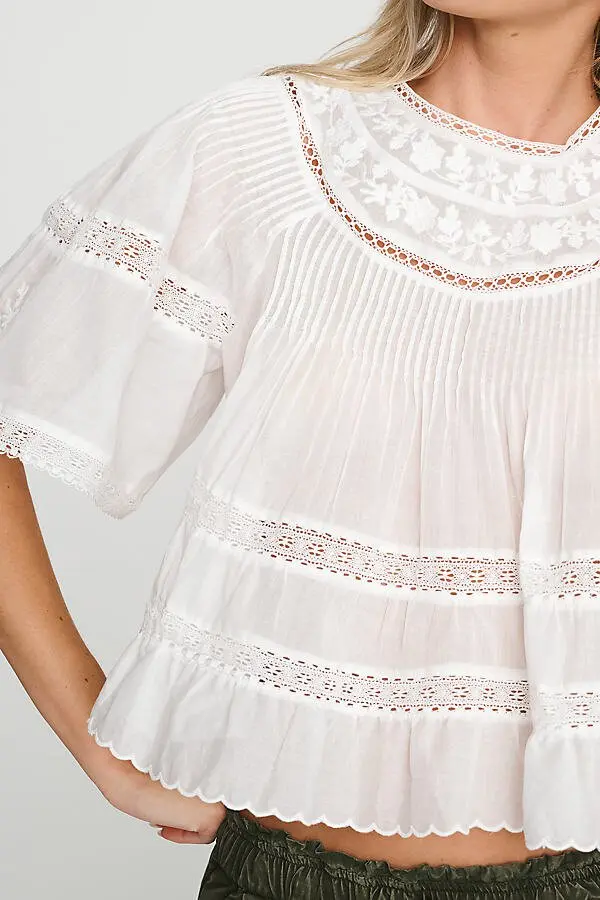 Anthropologie 100% Cotton Tiered Swg Blouse
