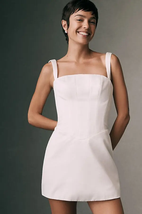 Jenny Yoo X Weddgs Square-neck Mi Dress - Ivory